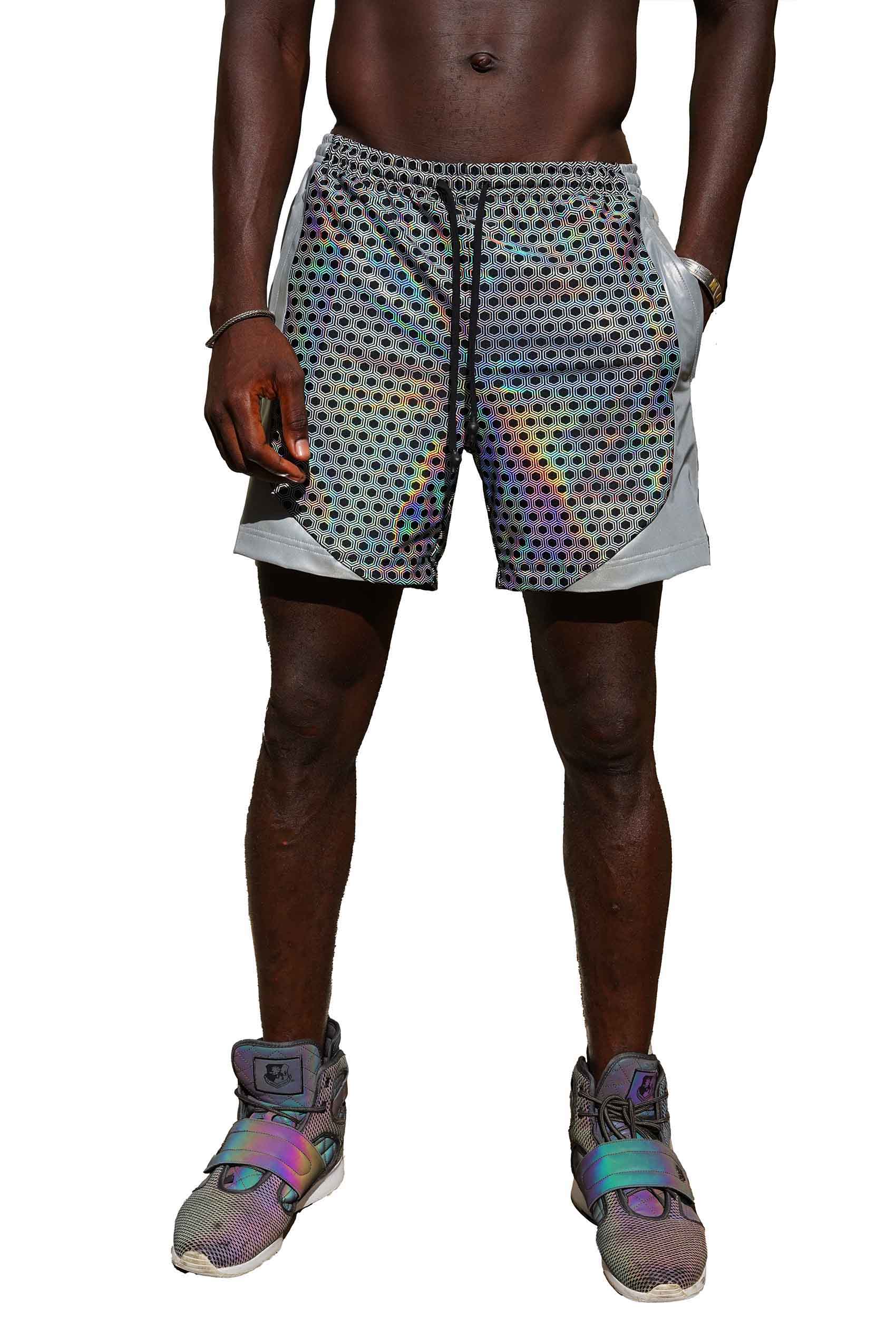 Silver Metallic Shorts | Silver Shorts For Men | Love Khaos